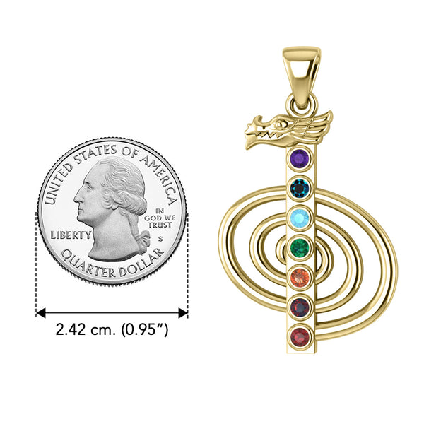 The Reiki Cho Ku Rei with Dragon Head Solid Yellow Gold Pendant with C