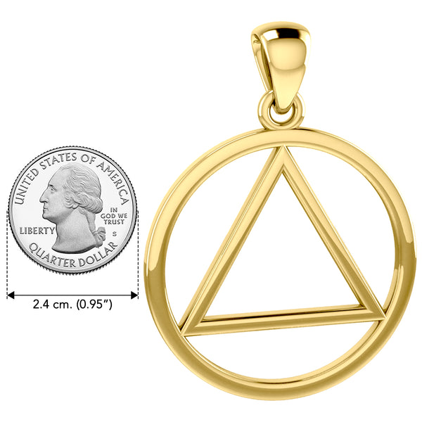 Large AA Symbol 14K Solid Yellow Gold Pendant – Strength & Recovery ...