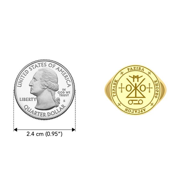 Sigil of the Archangel Raziel Solid Yellow Gold Ring GRI1762