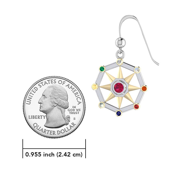 Surya Sun ~ Vedic Energies Sterling Silver and 14K Gold Accents Earrin