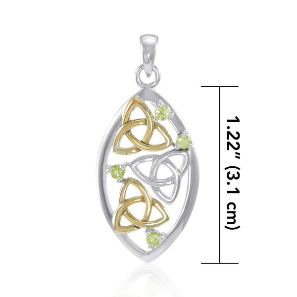 Triple Trinity Knot Silver and 14K Gold Accent with Gemstone Pendant ...