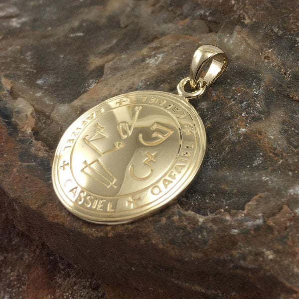 Sigil of the Archangel Cassiel Solid Gold Small Pendant GPD4584
