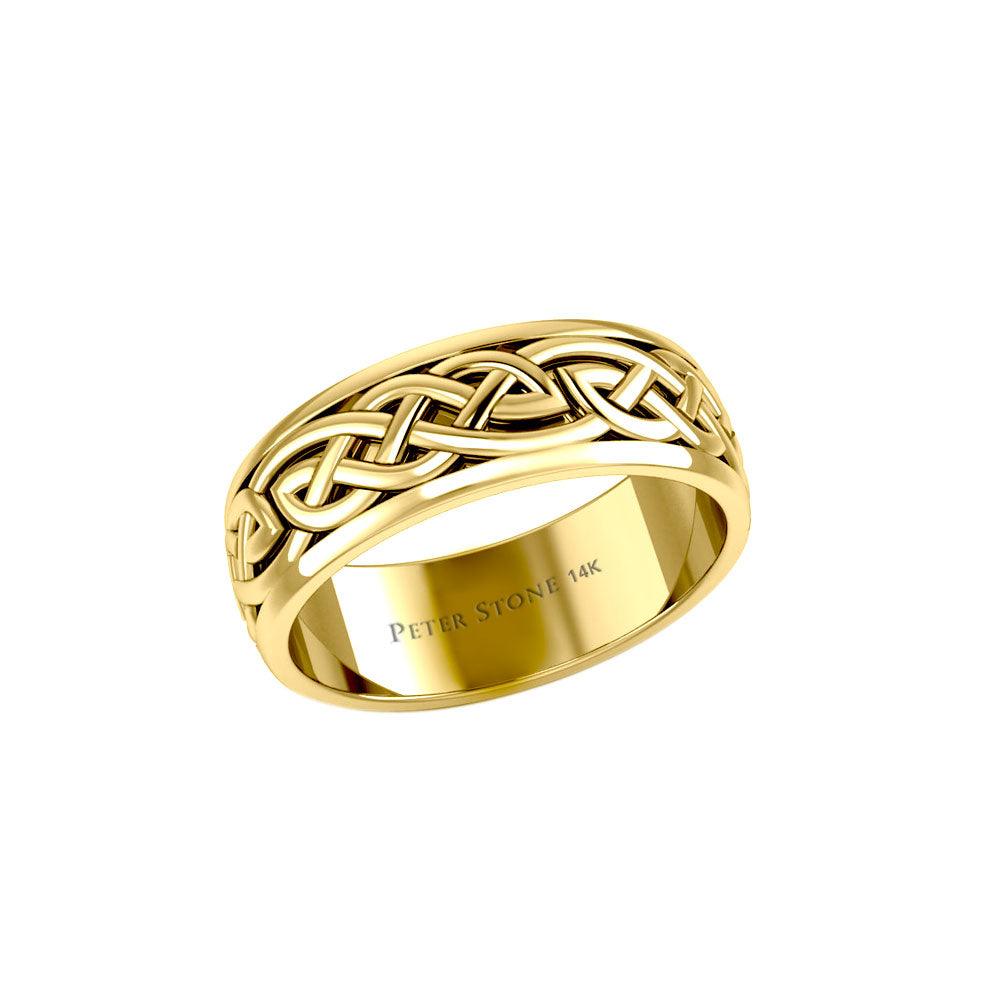 Celtic Knotwork 14K Yellow Gold Spinner Ring GTR1757 – Peter Stone Jewelry