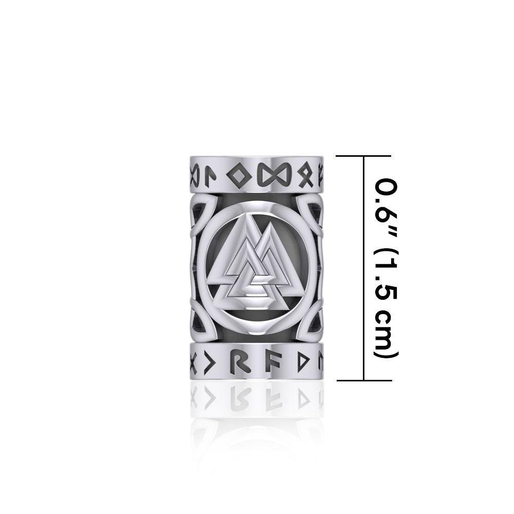 Norse Viking Valknut in Circle with Rune Symbol and Celtic Silver Bead