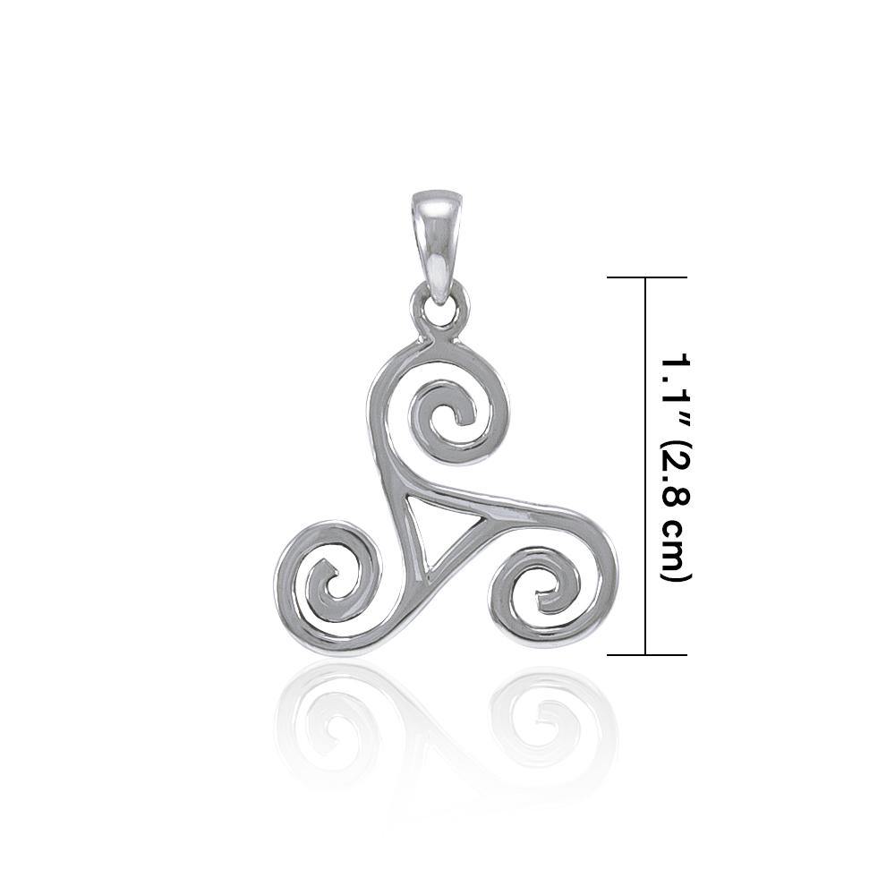 Celtic Trinity Triple Spiral Silver Pendant TP332