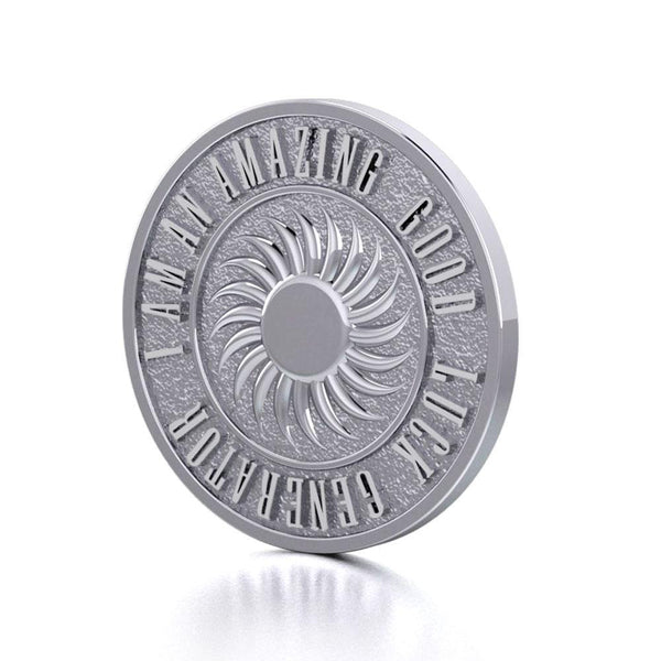 Powerful I am an Amazing Good Luck Generator Silver Large Empower Coin