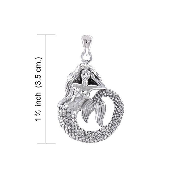A Beautiful Sterling Silver Ocean Mermaid Pendant TPD4344