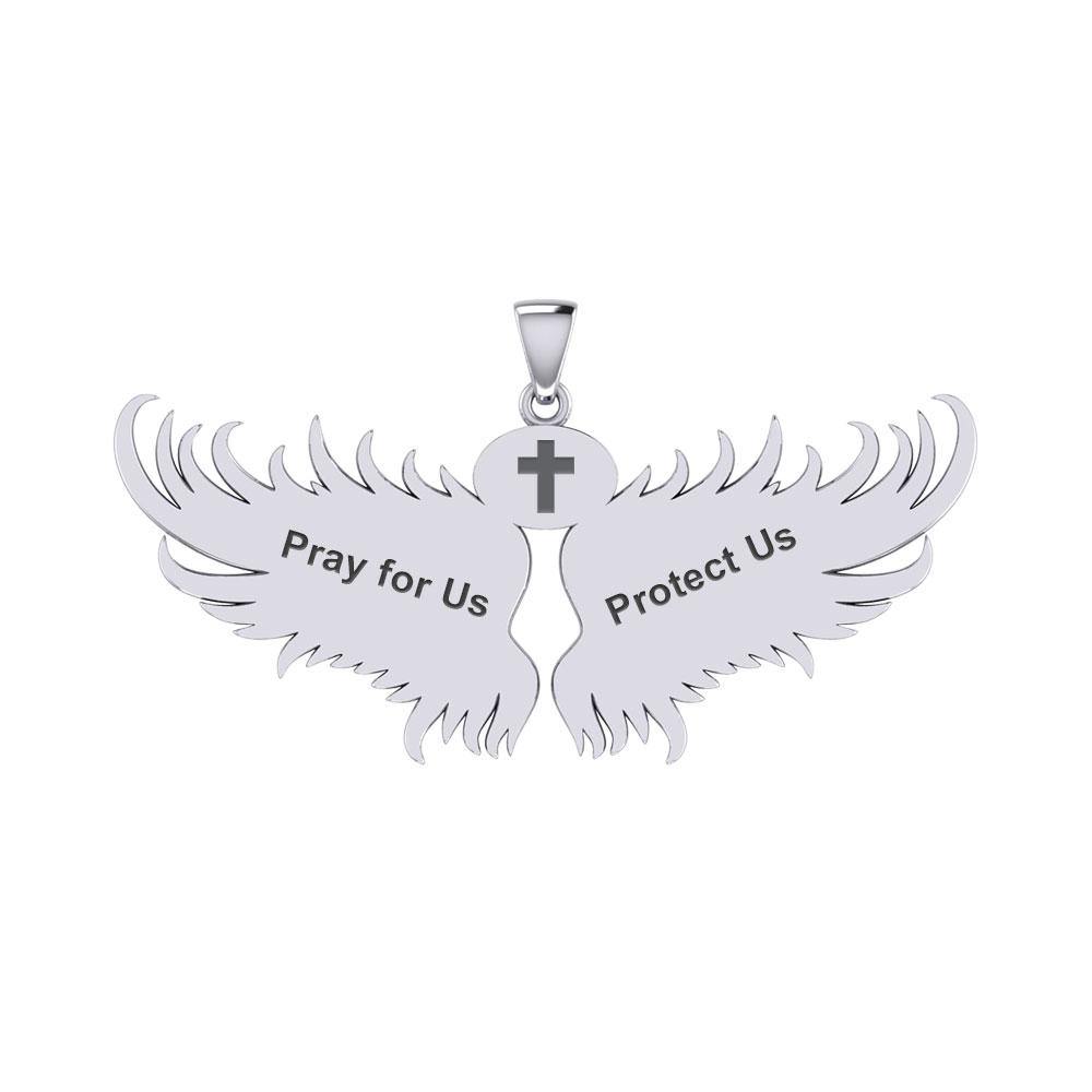 Guardian Angel Wings Silver Pendant with Scorpio Zodiac Sign TPD5522