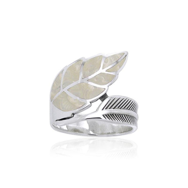 Inlay Leaf Silver Ring TRI1111