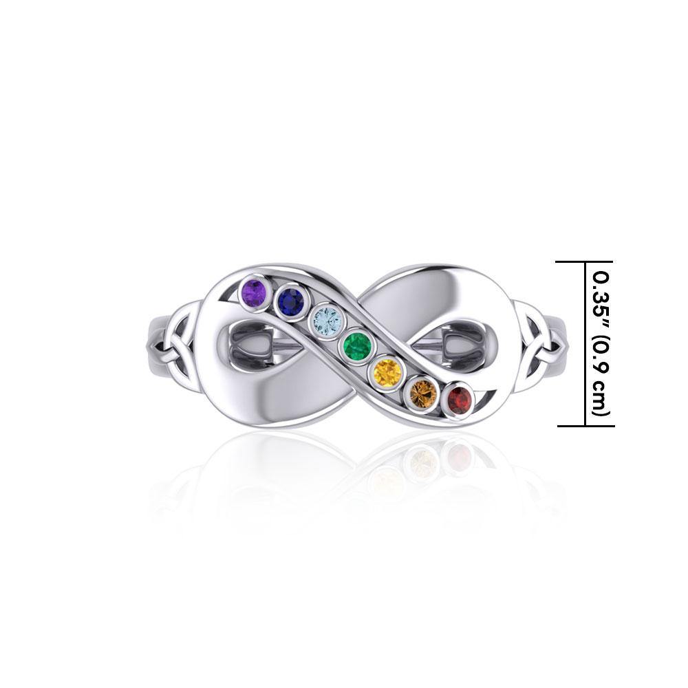 Infinity Sterling Silver Ring with Chakra Gemstones TRI1862
