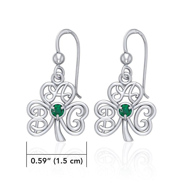 ABC Monogramming Shamrock Clover Silver Gemstone Earrings TER1720